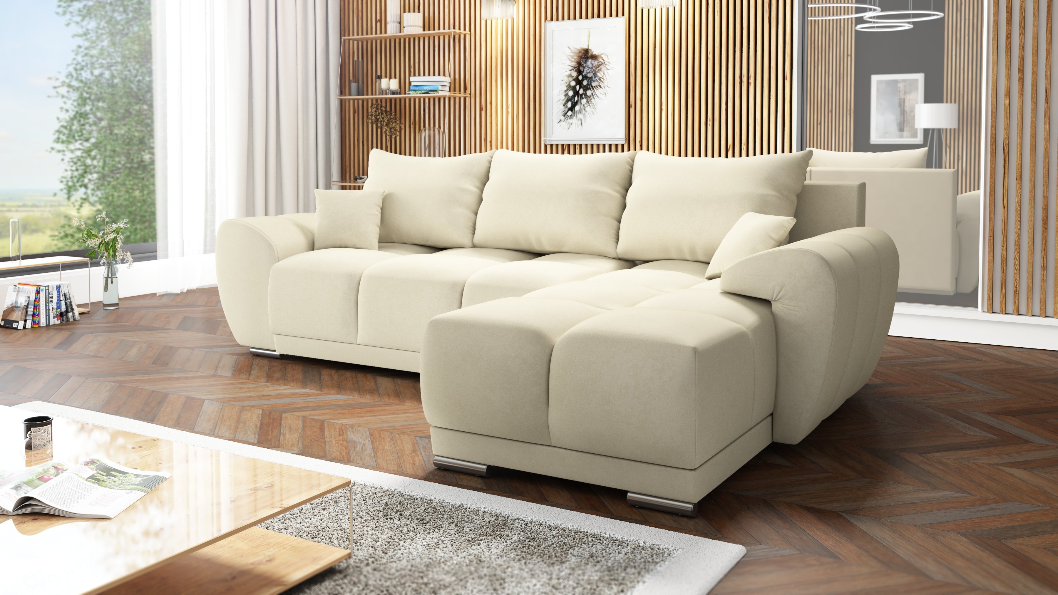 Narożnik rozkładany do salonu glamour skandynawski w DMSM.pl – d.m ...